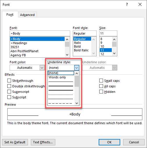 Blank Lines For Word Forms
